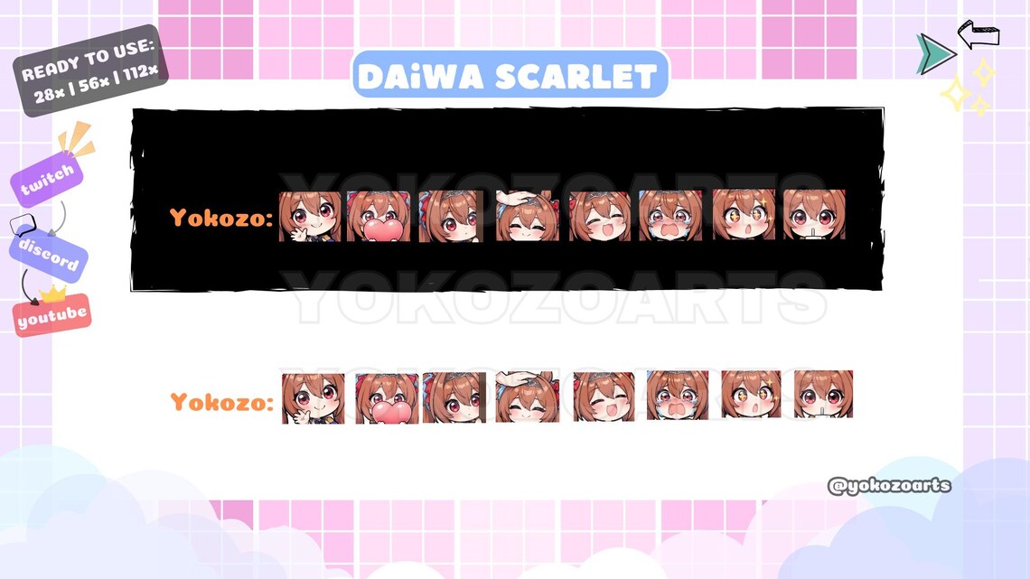 Umamusume - Daiwa Scarlet Emotes, Chibi Emotes for Twitch/discord ...