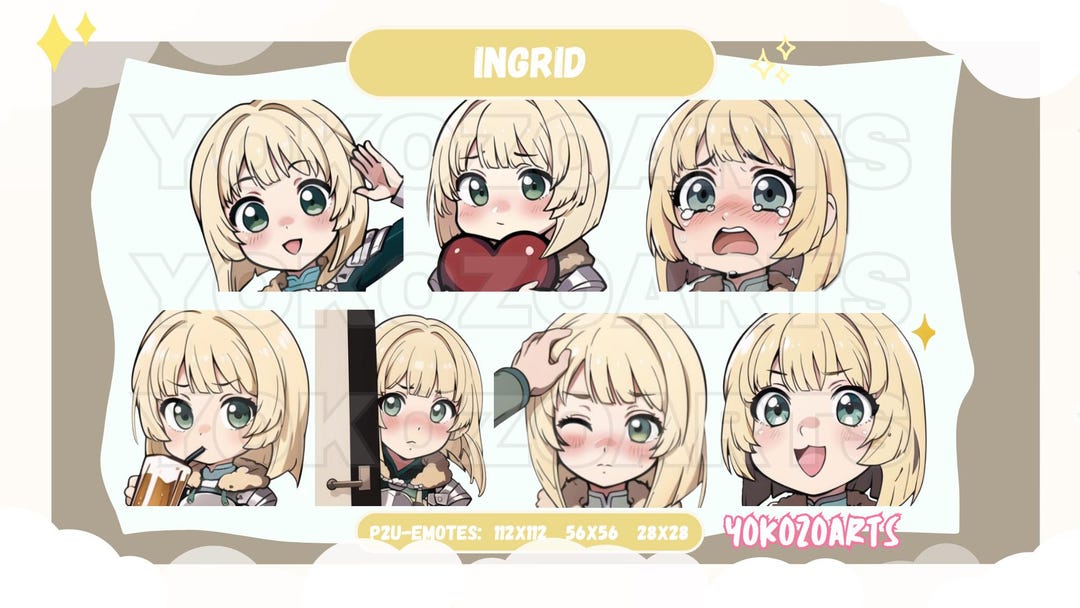 Fire Emblem: Three Hopes Ingrid, Chibi Emotes for Twitch/discord ...