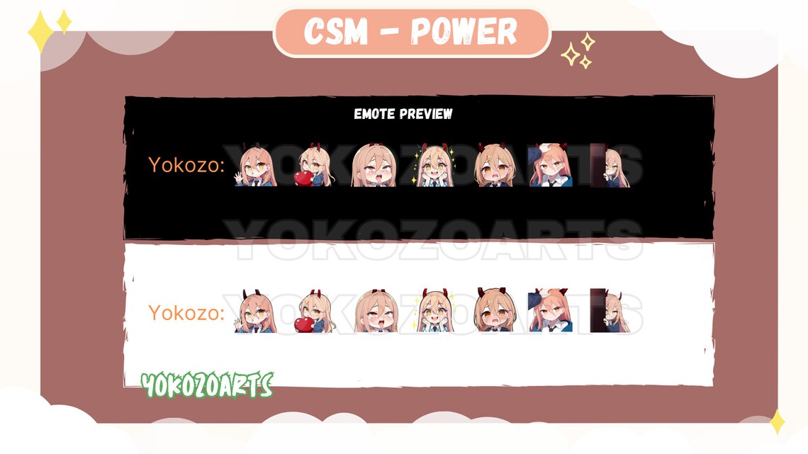 CSM Power Emotes, Anime Chibi Emotes, Twitch/discord/youtube Emotes - Etsy