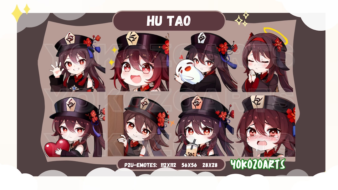 Genshin Impact - Hu Tao Emotes, Ready to Use Emotes for Discord/youtube ...