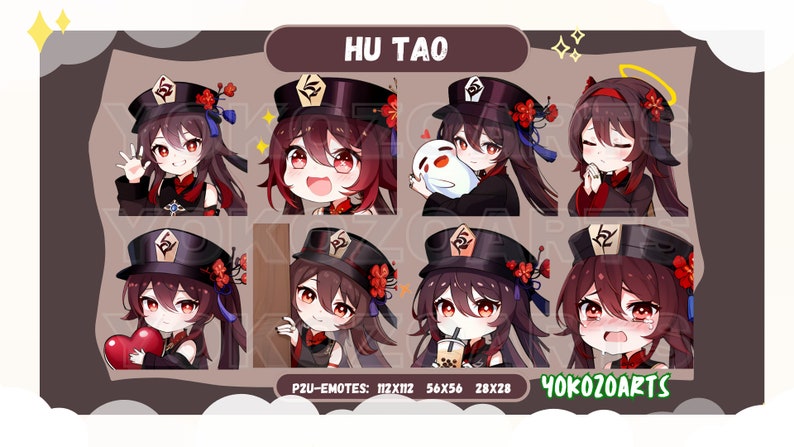 Genshin Impact - Hu Tao Emotes, Ready to Use Emotes for Discord/youtube ...