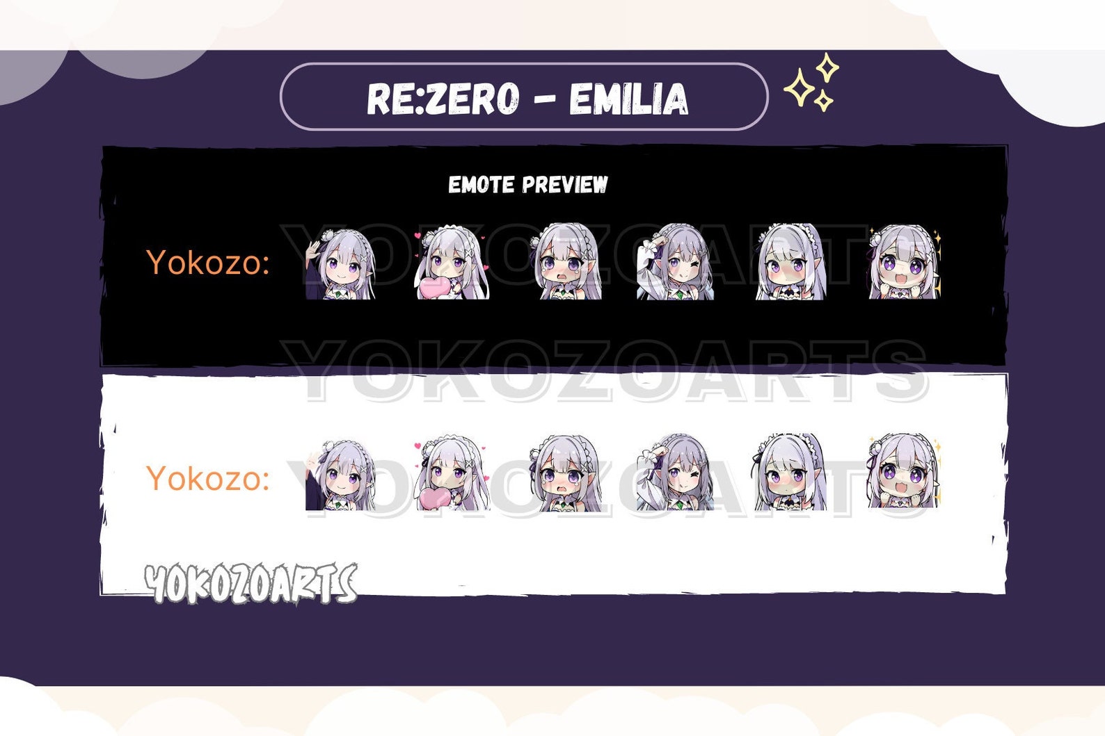 Re:zero - Emilia Emotes, Anime Emotes for Twitch, Discord, Etc. - Etsy
