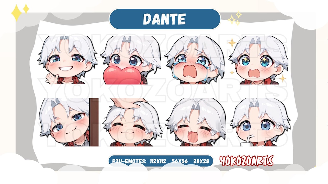 Dante Emotes, Anime Emotes, Chibi Emotes for Twitch/discord/youtube - Etsy