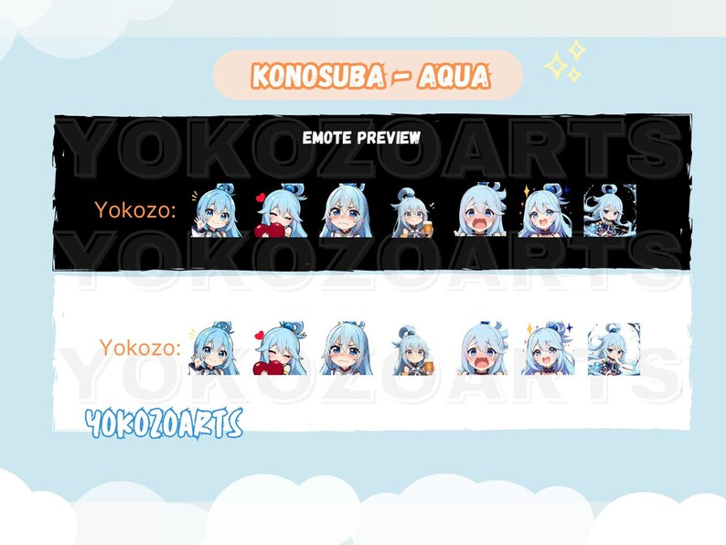 Konosuba Aqua Emotes, Anime Emotes, Twitch/discord/youtube Emote - Etsy