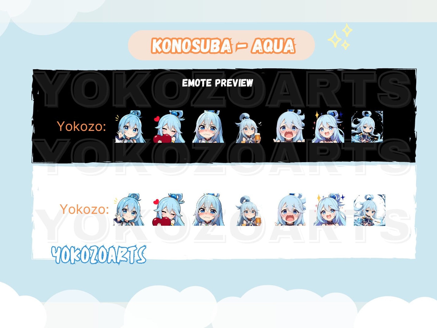 Konosuba Aqua Emotes, Anime Emotes, Twitch/discord/youtube Emote - Etsy