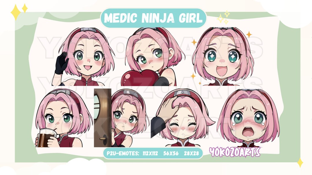 Medical Ninja/shinobi Anime Girl, Anime Emotes, Chibi Emotes for Twitch ...