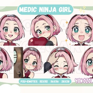 Medical Ninja/shinobi Anime Girl, Anime Emotes, Chibi Emotes for Twitch ...