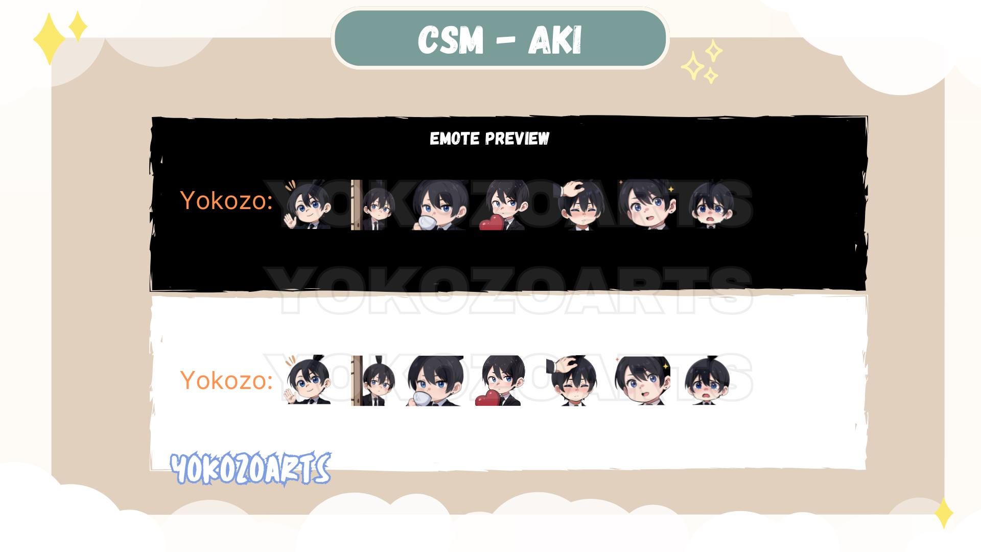 CSM - Aki Emotes, Anime Chibi Emotes, Twitch/discord/youtube Emotes - Etsy