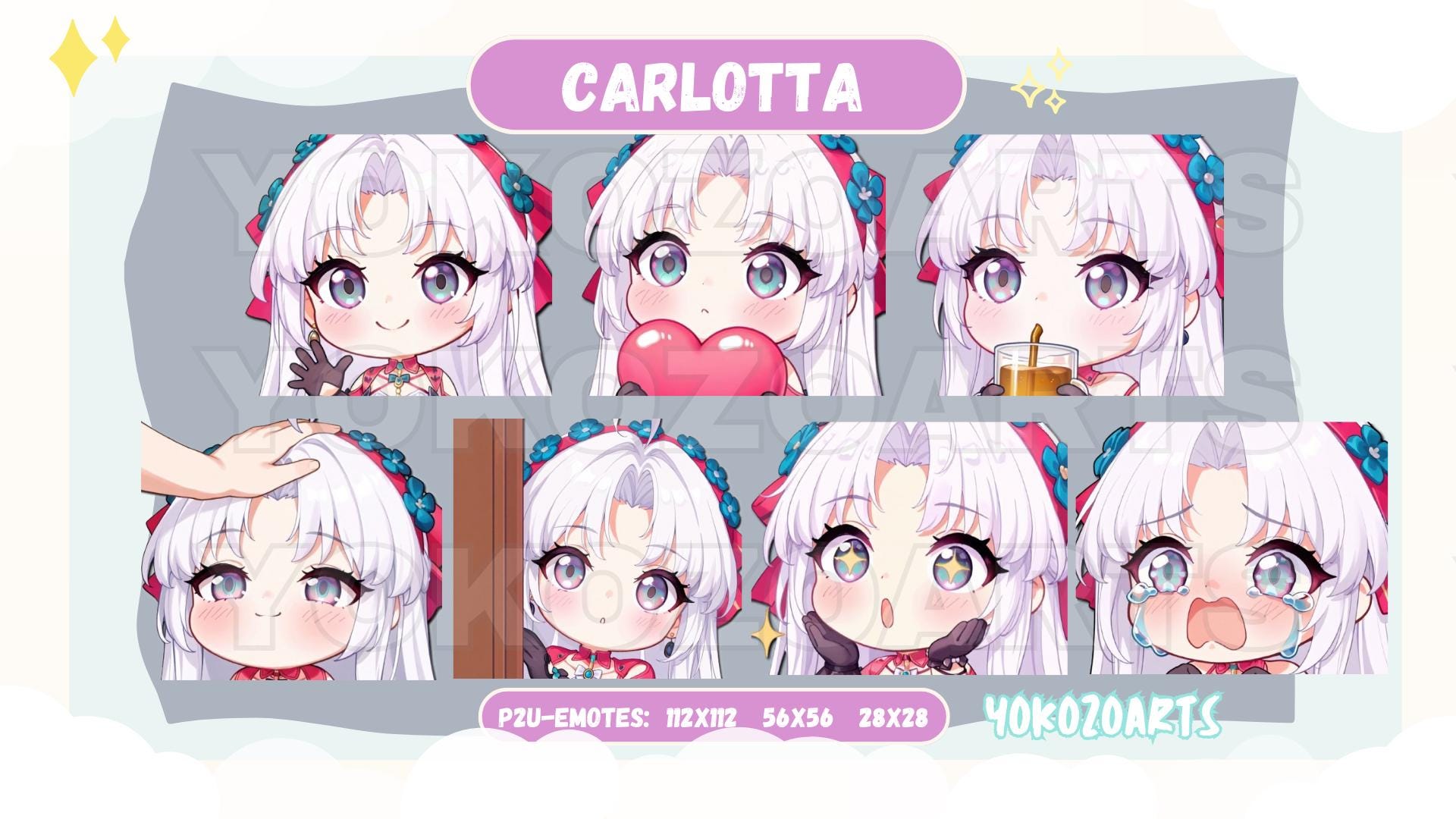 Wuthering Waves - Carlotta Emotes, Ready to Use Cute Chibi Emotes for ...