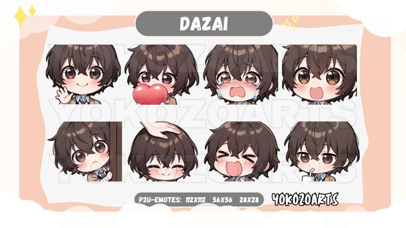 Bungo Stray - Dazai , Anime Emotes, Chibi Emotes for Twitch/discord ...