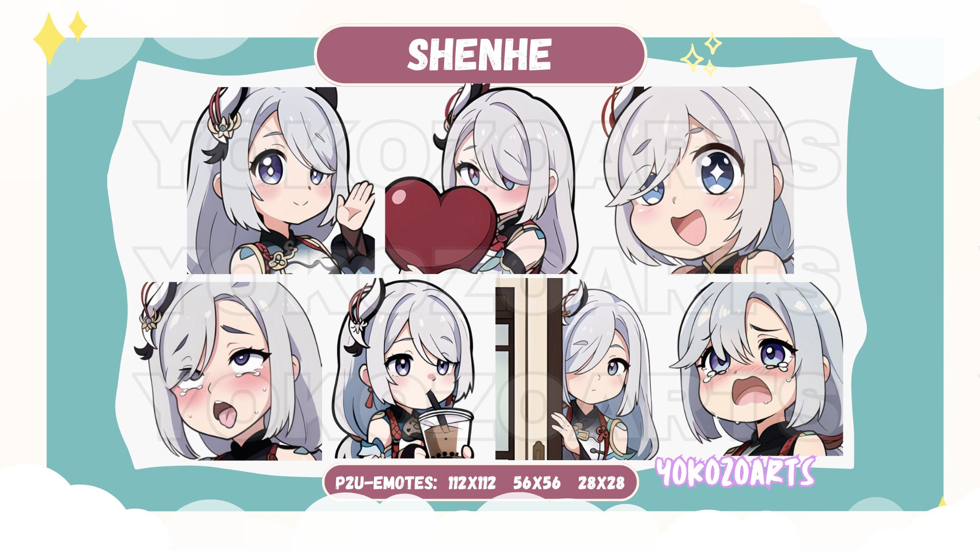 Genshin Impact - Shenhe Emotes, Ready to Use Cute Chibi Emotes for ...