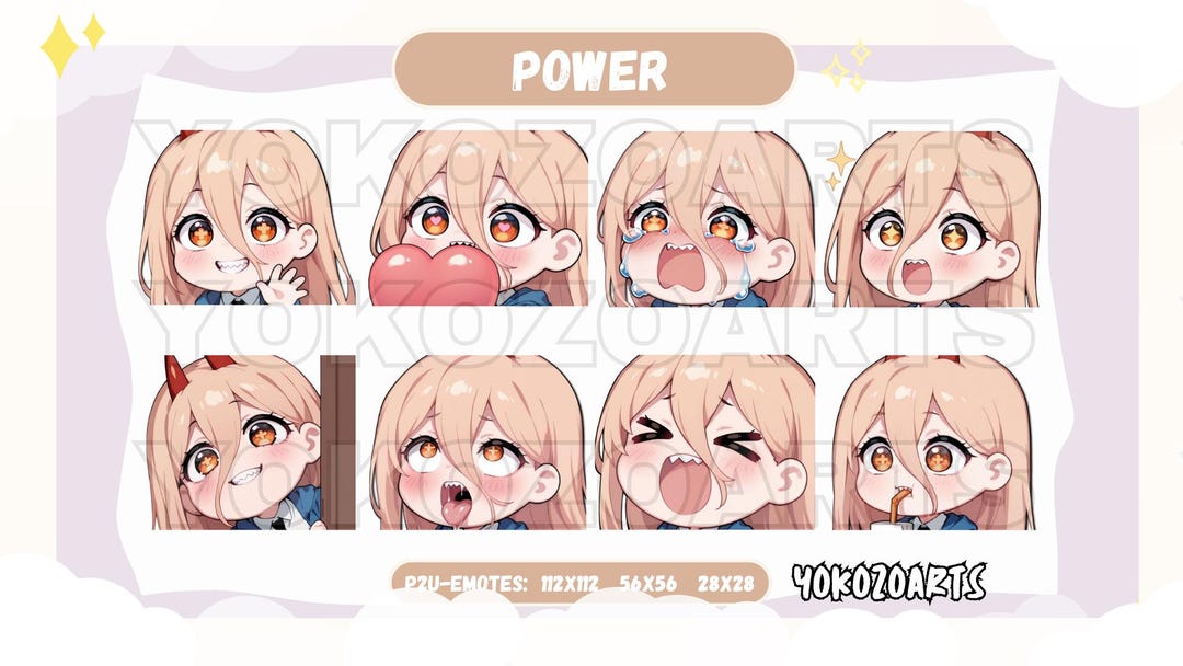 CSM - Power Emotes, Anime Chibi Emotes, Twitch/discord/youtube Emotes ...