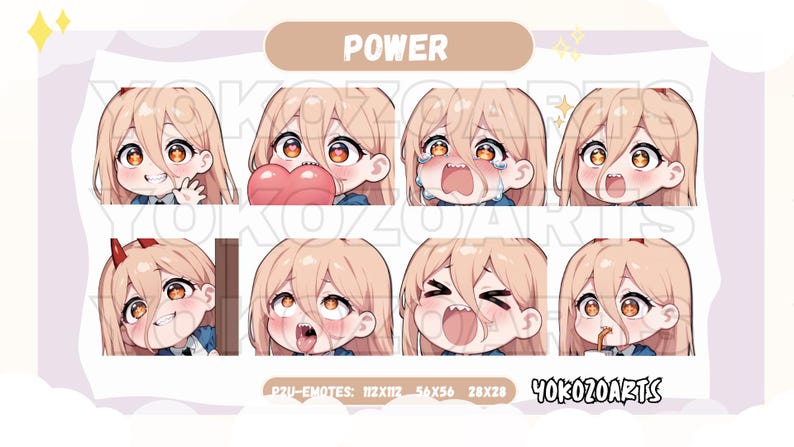 CSM - Power Emotes, Anime Chibi Emotes, Twitch/discord/youtube Emotes ...