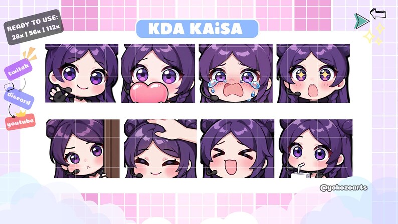 KDA Kaisa Emotes, League of Legends Emotes for Youtube/twitch/discord ...