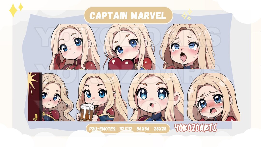 Marvel Captain Marvel Emotes, Chibi Emotes for Youtube/twitch/discord ...