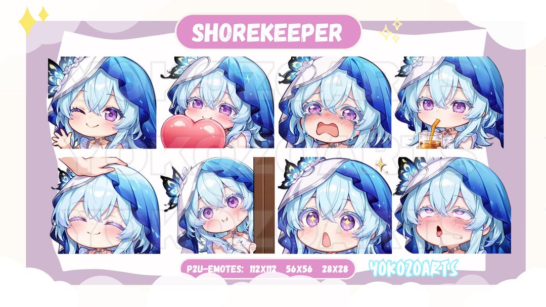 Wuthering Waves - Shorekeeper Emotes, Ready to Use Cute Chibi Emotes ...