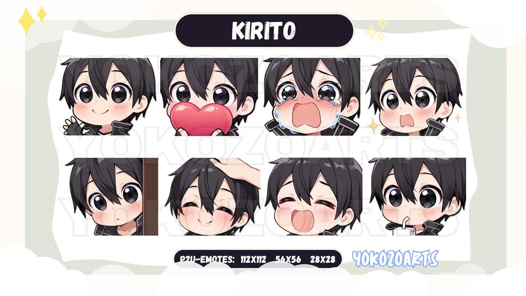 Kirito Emotes, Anime Emotes, Chibi Emotes for Twitch/discord/youtube - Etsy