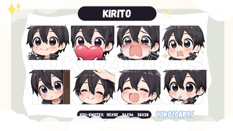 Kirito Emotes, Anime Emotes, Chibi Emotes for Twitch/discord/youtube - Etsy