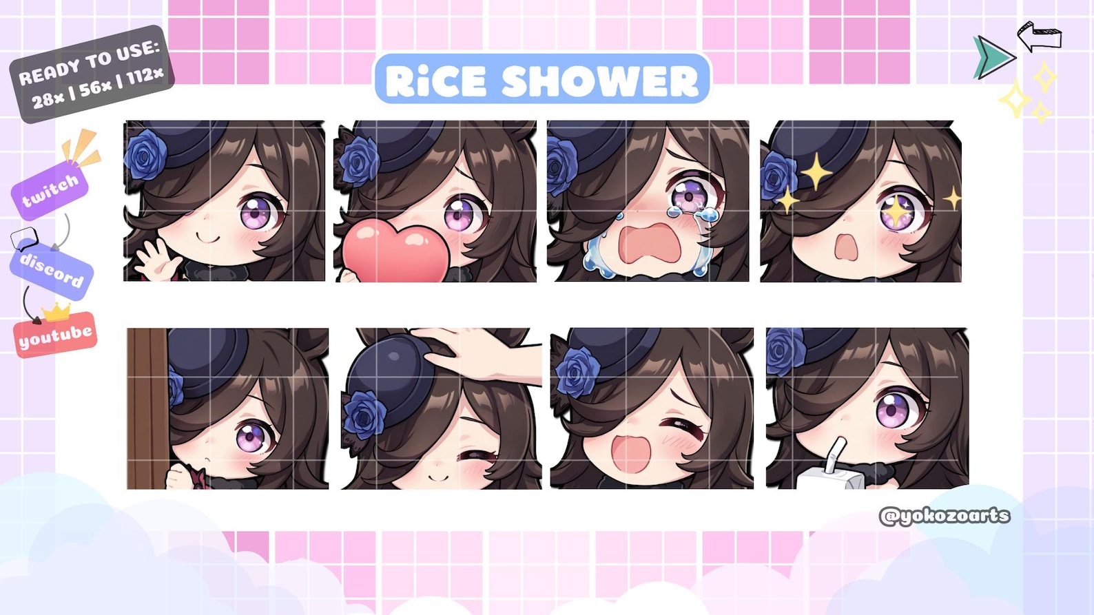 Umamusume - Rice Shower Emotes, Chibi Emotes for Twitch/discord/youtube ...
