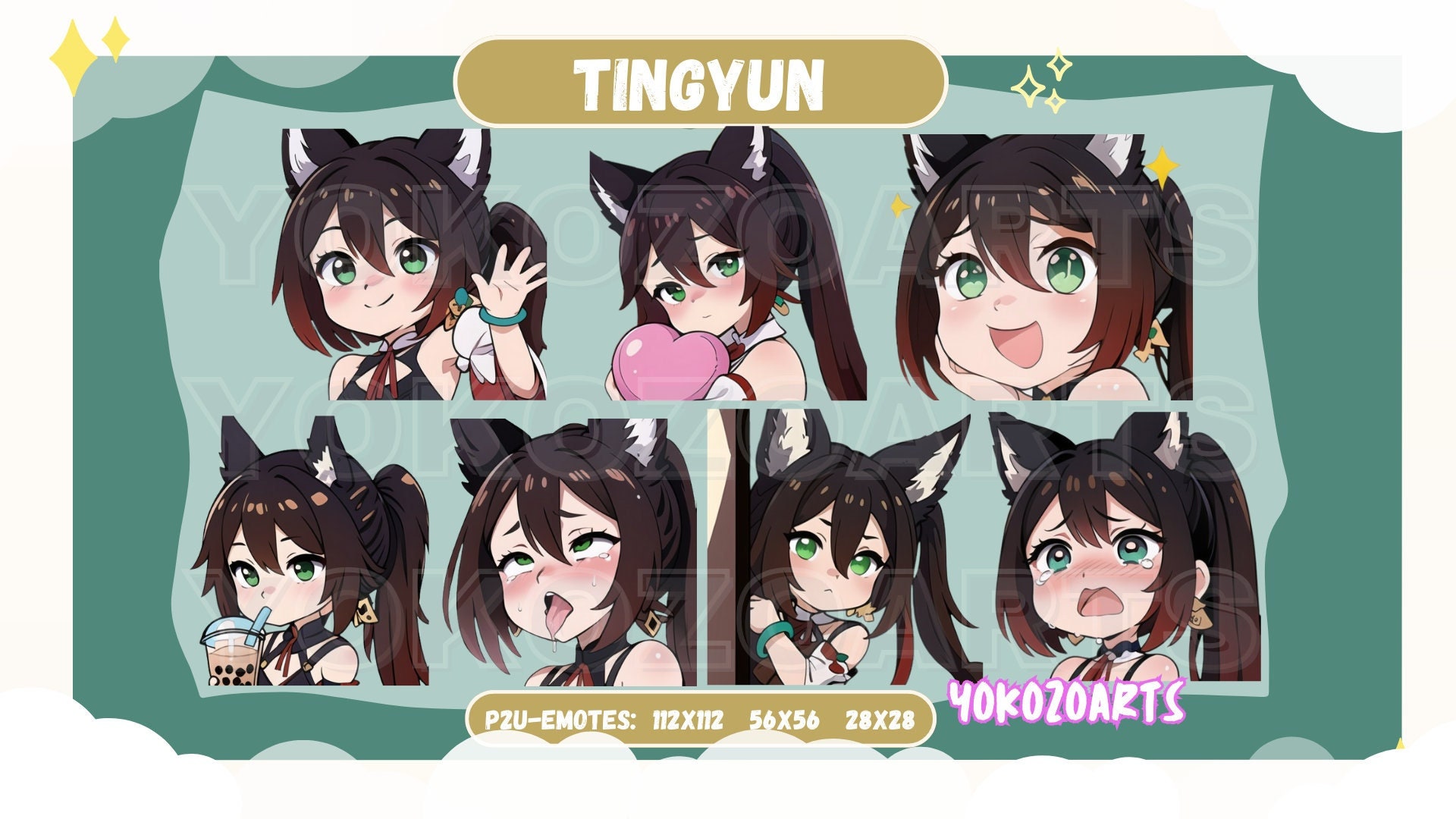 Honkai Star Rail - Tingyun Emotes, Ready to Use Cute Chibi Emotes for ...