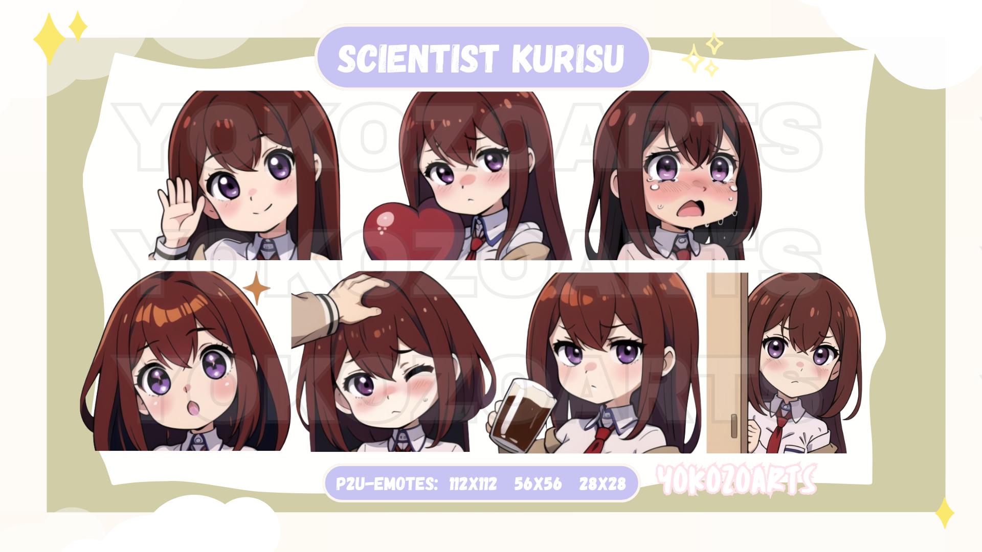 Scientist Kurisu, Anime Emotes, Chibi Emotes for Twitch/discord/youtube ...