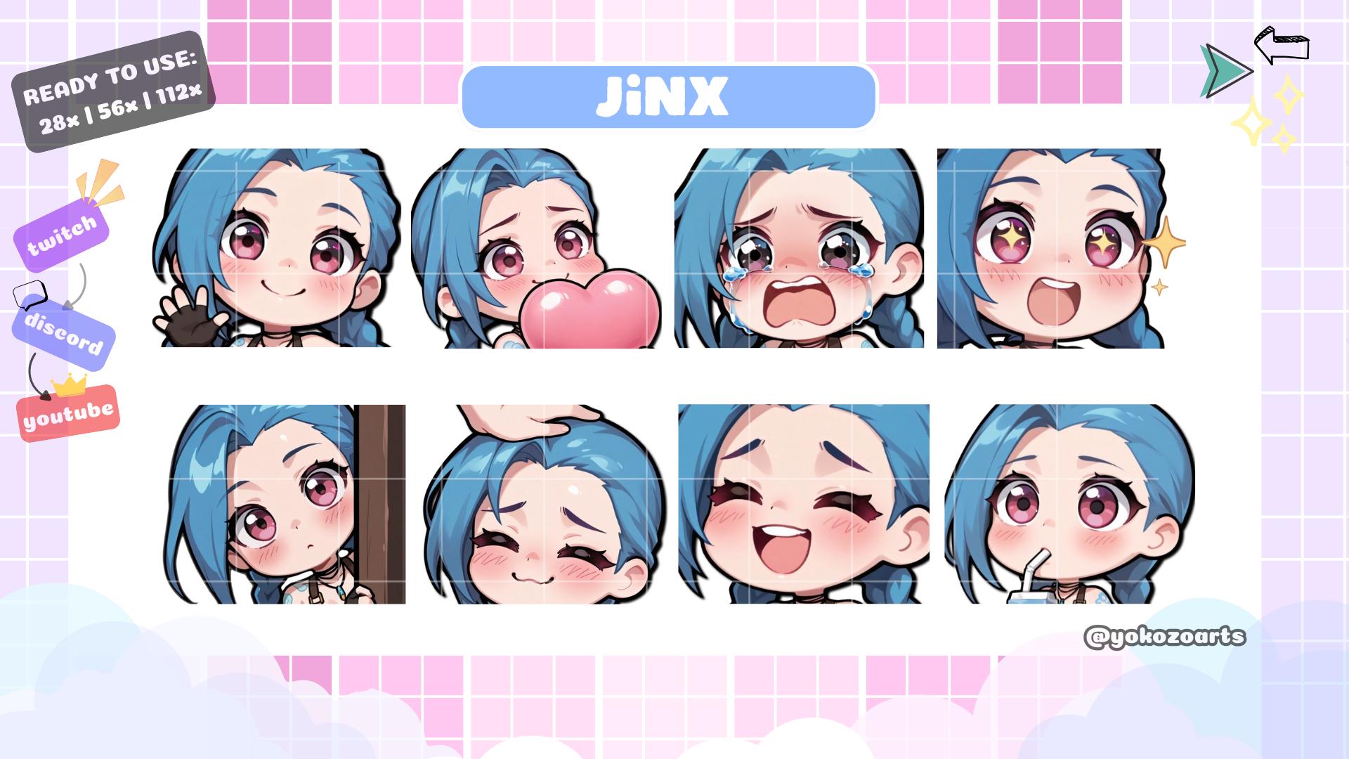 Jinx Chibi Emotes, League of Legends Emotes for Youtube/twitch/discord ...