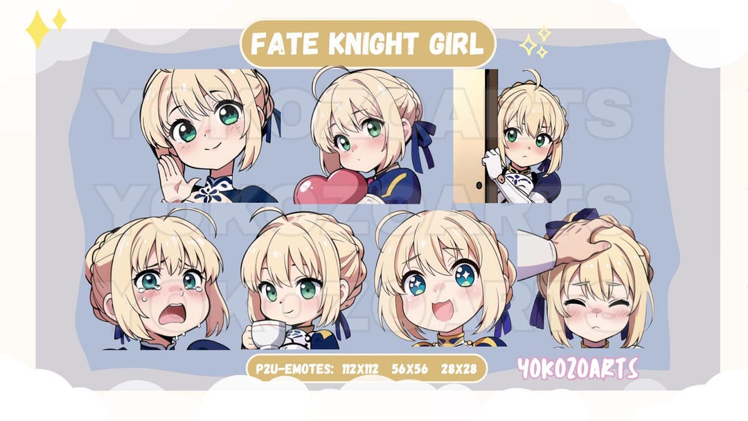 Fate Knight Anime Girl, Anime Emotes, Chibi Emotes for Twitch/discord ...