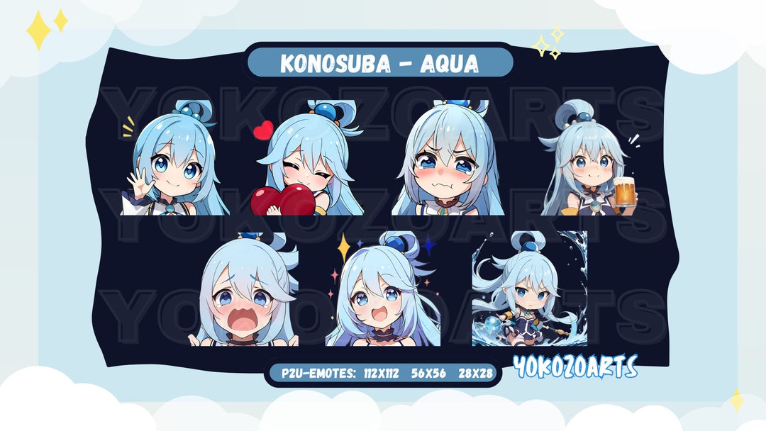 Konosuba Aqua Emotes, Anime Emotes, Twitch/discord/youtube Emote - Etsy