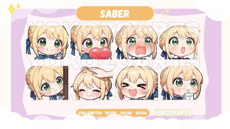 Fate Knight Anime Girl, Anime Emotes, Chibi Emotes for Twitch/discord ...