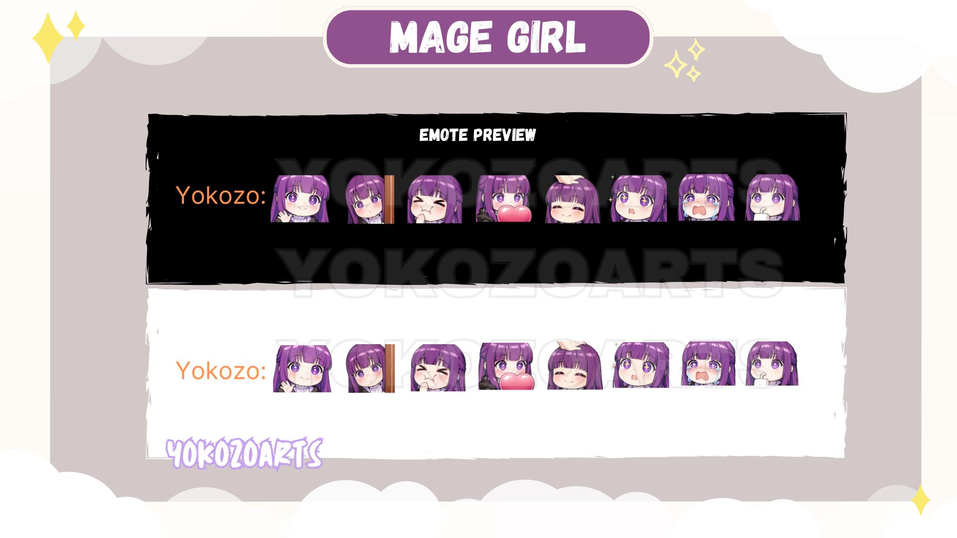 Purple Hair Mage Anime Girl, Anime Emotes, Chibi Emotes for Twitch ...