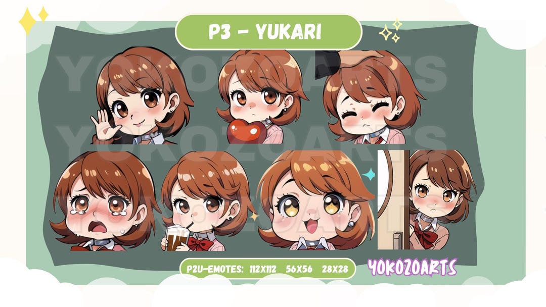 Persona/p3 Yukari, Anime Chibi Emotes for Twitch/discord/youtube - Etsy