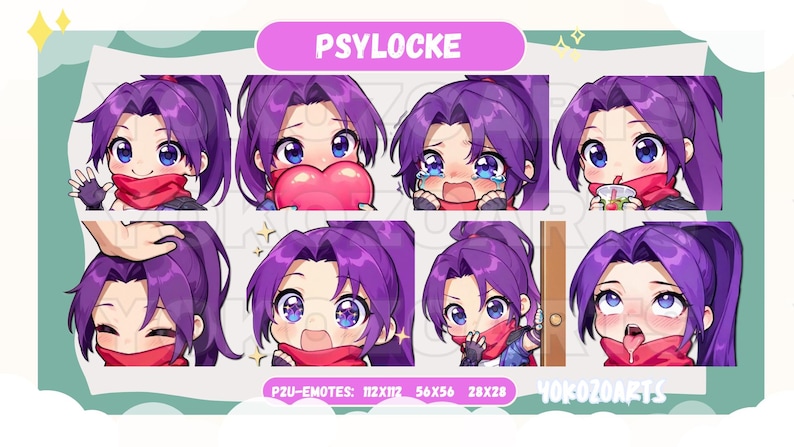 Marvel Rivals Psylocke Emotes, Chibi Emotes for Youtube/twitch/discord ...