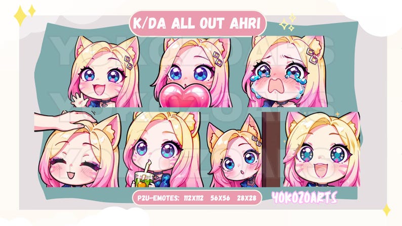 Lol - K/DA All Out Ahri Chibi Emotes, League of Legends, P2U Emotes for ...