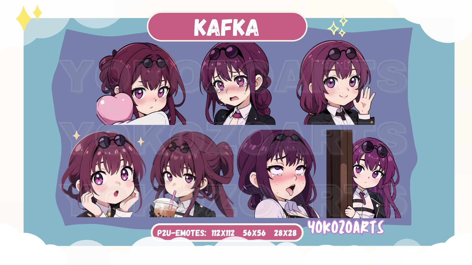 Honkai Star Rail Kafka Emotes, Ready to Use Cute Chibi Emotes for ...