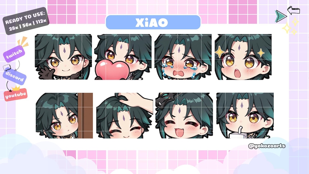 Genshin Impact - Xiao Emotes, Ready to Use Cute Chibi Emotes for ...