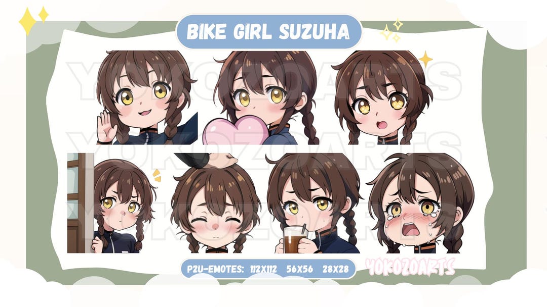 Bike Girl Suzuha, Anime Emotes, Chibi Emotes for Twitch/discord/youtube ...