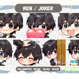 Persona/P5 Ren/Joker, Anime Chibi Emotes para Twitch/Discord/Youtube ...