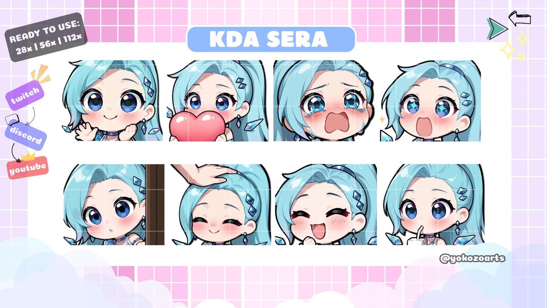 KDA Seraphine Emotes, League of Legends Emotes for Youtube/twitch ...