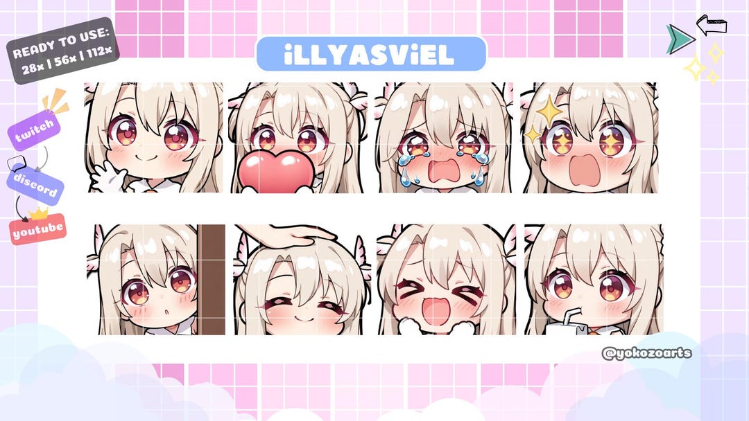 Fate - Illyasviel Von Einzbern Emotes, Anime Emotes, Chibi Emotes for ...