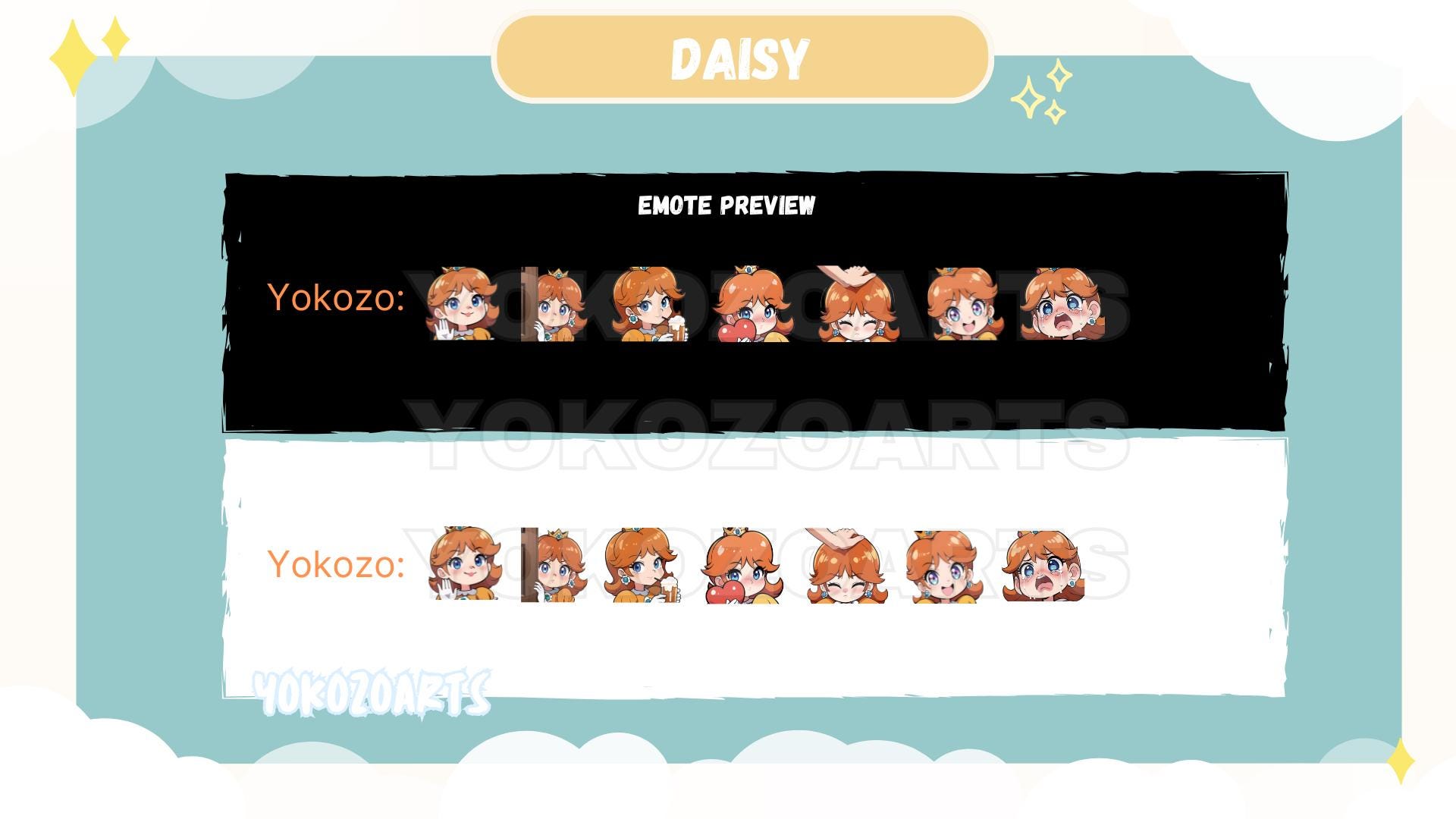 Princess Daisy Emotes, Chibi Emotes for Youtube/twitch/discord - Etsy