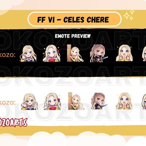 Final Fantasy 6 Celes Chere Emotes, Anime Chibi Emotes, Twitch/discord ...