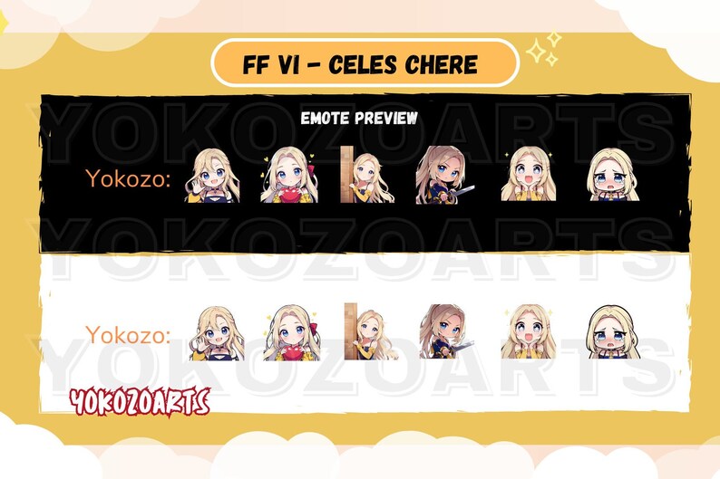 Final Fantasy 6 Celes Chere Emotes, Anime Chibi Emotes, Twitch/discord ...