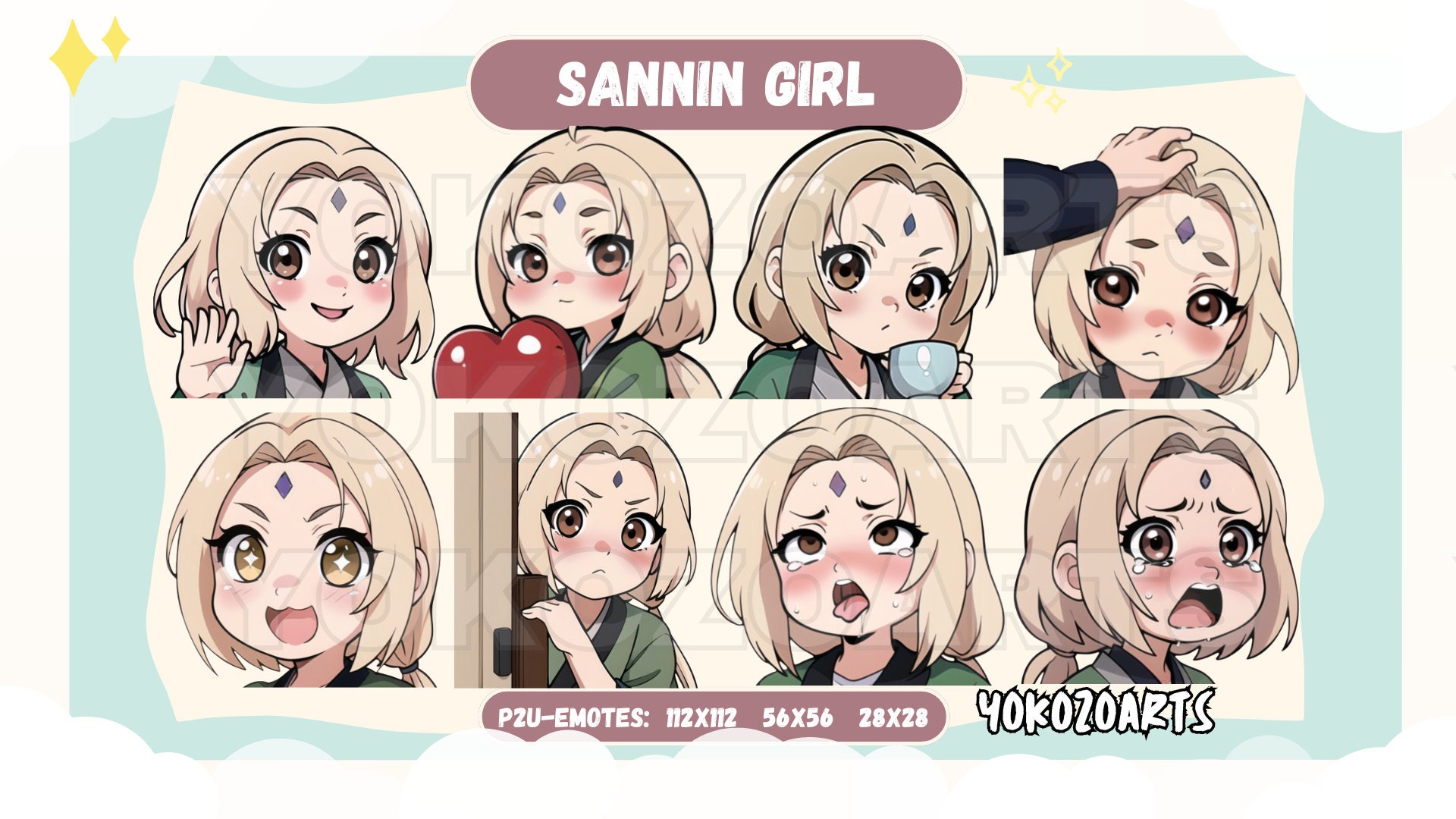 Sannin Ninja/shinobi Anime Girl, Anime Emotes, Chibi Emotes for Twitch ...