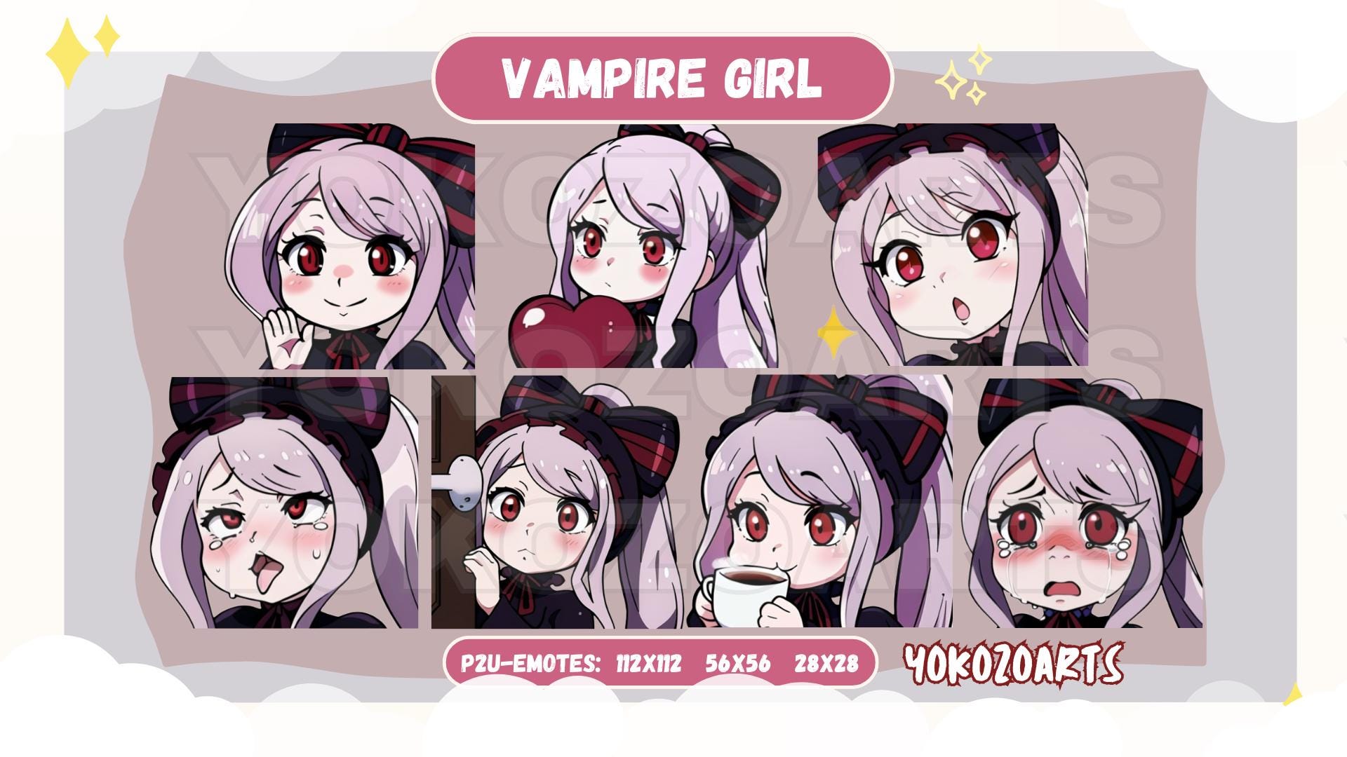 Vampire Lady Anime Girl, Anime Emotes, Chibi Emotes for Twitch/discord ...