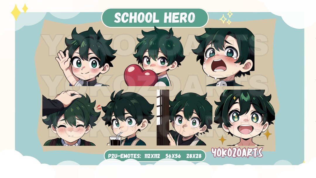 Hero School Anime Boy, Anime Emotes, Chibi Emotes for Twitch/discord ...