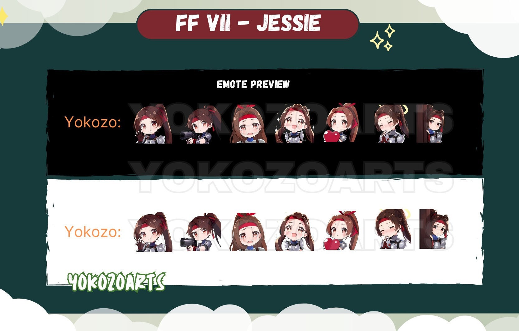 Final Fantasy 7 - Jessie Rasberry Emotes, Anime Emotes, Discord/twitch ...