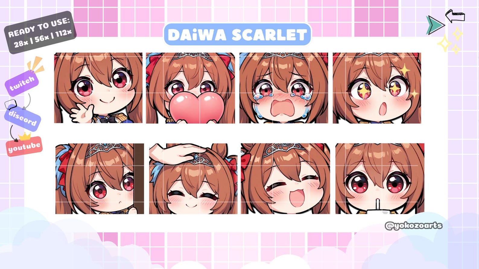 Umamusume - Daiwa Scarlet Emotes, Chibi Emotes for Twitch/discord ...