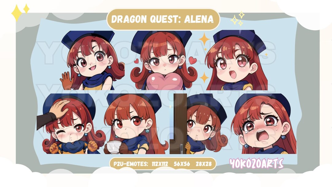 Dragon Quest Alena, Chibi Emotes for Twitch/discord/youtube - Etsy