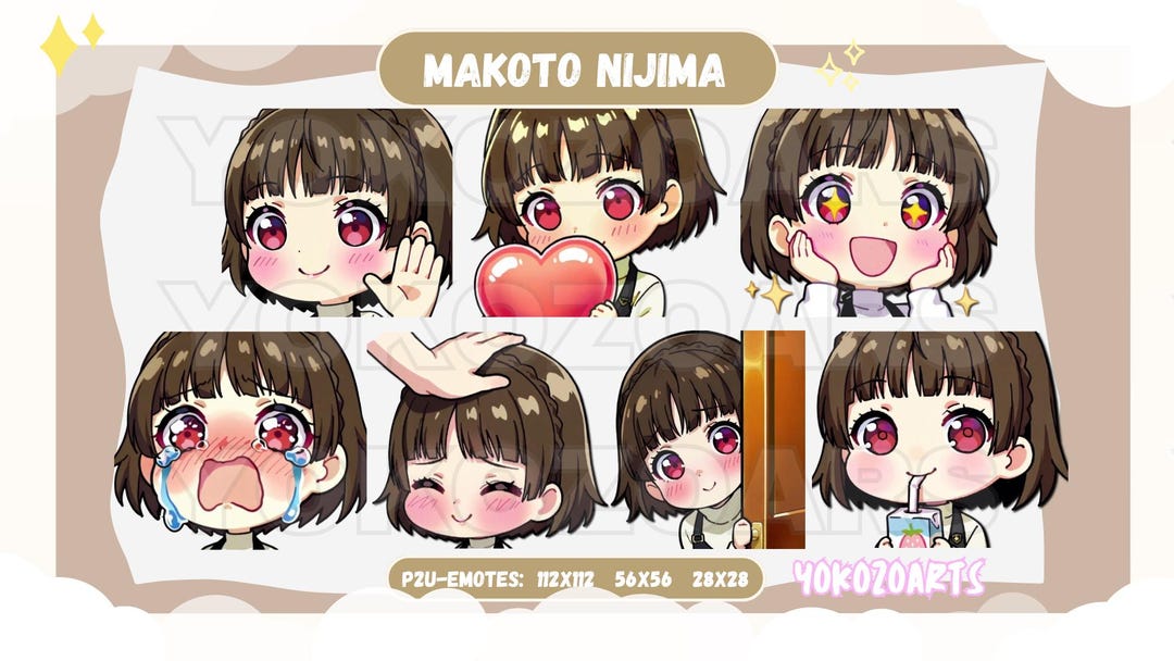 Persona/p5 - Makoto Nijima, Anime Chibi Emotes for Twitch/discord ...