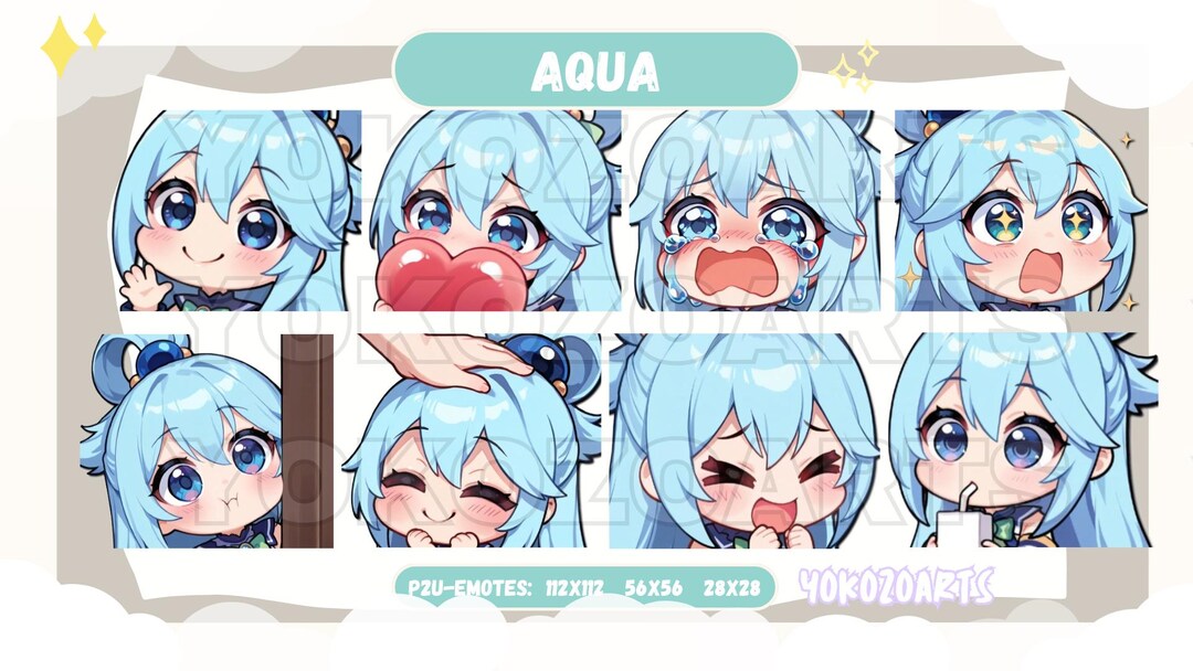 Konosuba - Aqua Emotes, Anime Emotes, Twitch/discord/youtube Emote - Etsy